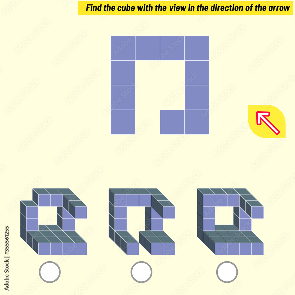 Find the cube with the view in the direction of the arrow. Intelligence ...