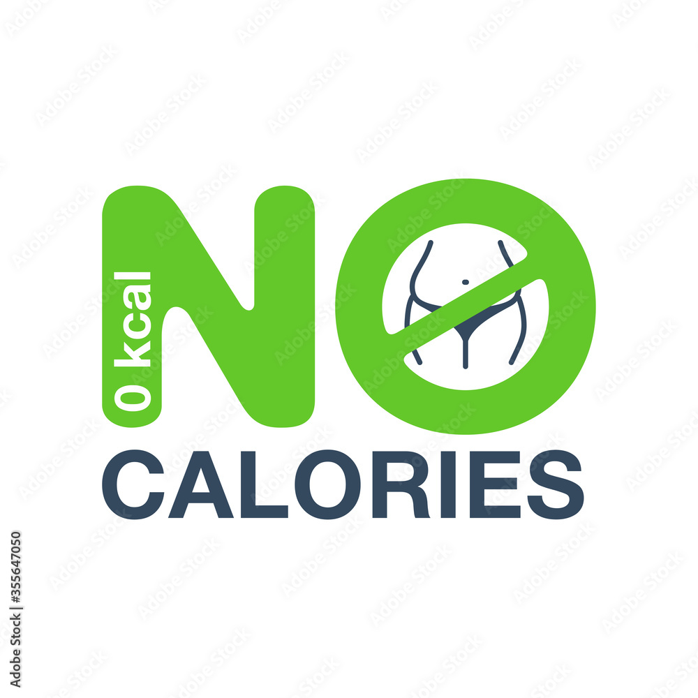No calories stamp - letter O with crossed out fat body inside - zero ...