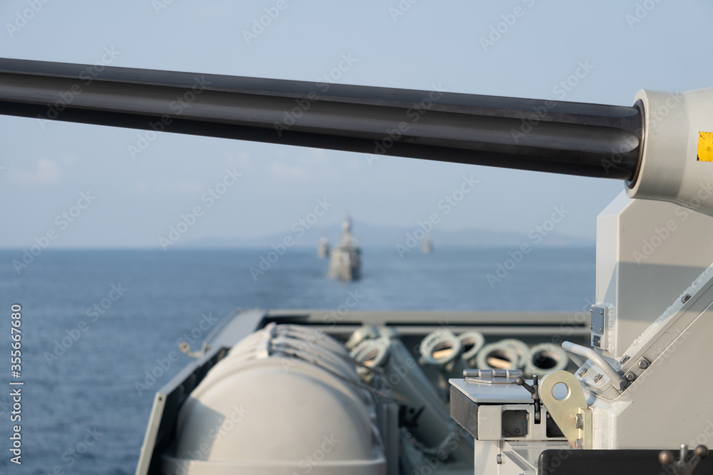 Barrel of 30 millimeter automated small calibre machine gun located in ...