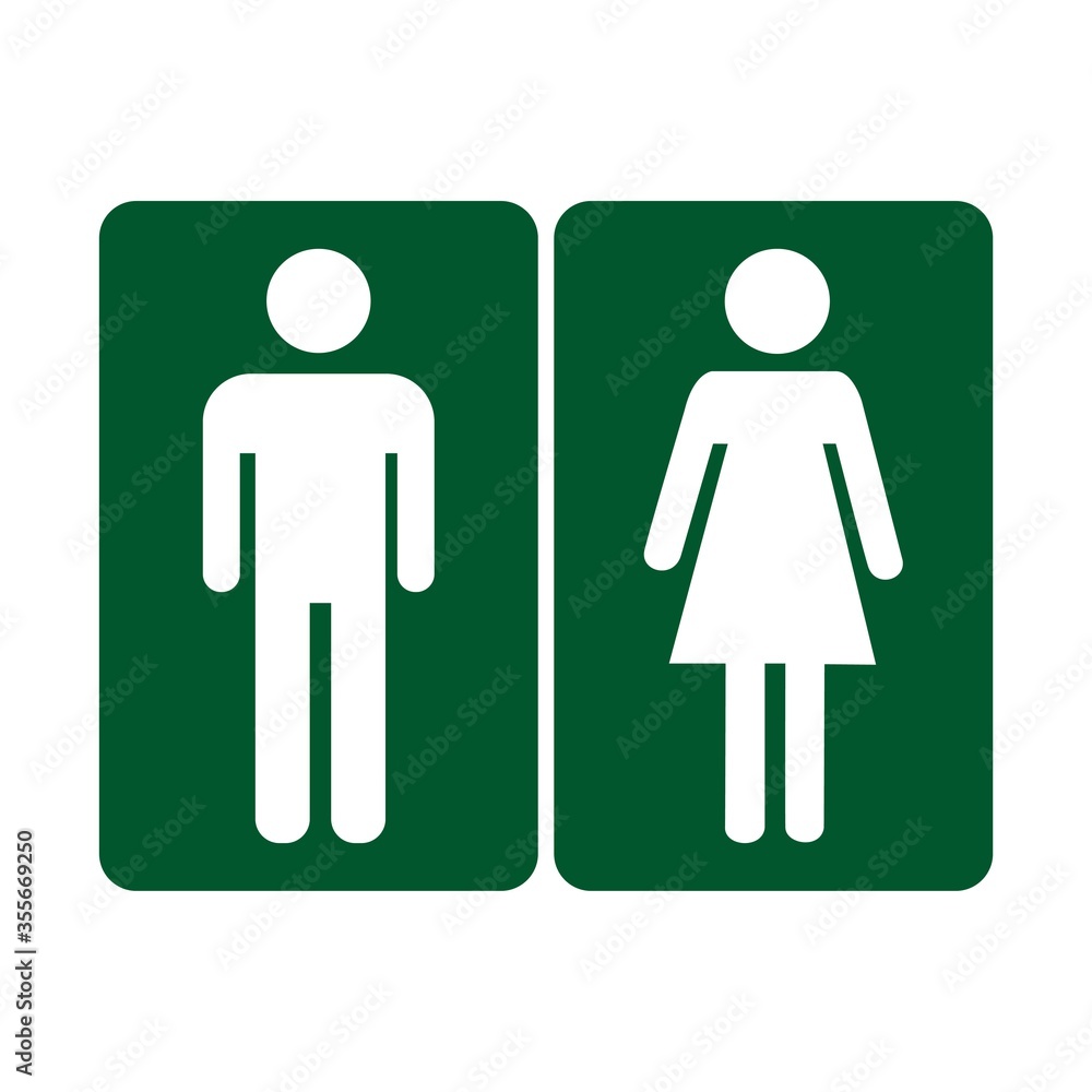 Girls and boys restroom pictograms. Funny toilet couple signing ...