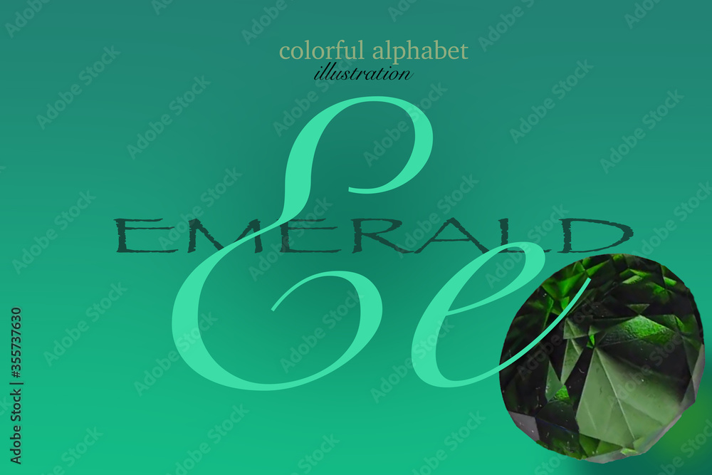 Ilustración de Stock initial symbol of emerald hue as alphabet guide to ...