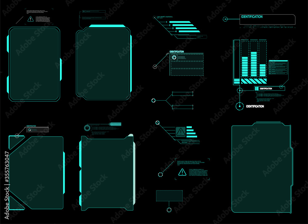 Vektor Futuristic Vector HUD Interface Screen Design. Digital callouts titles. HUD UI GUI ...