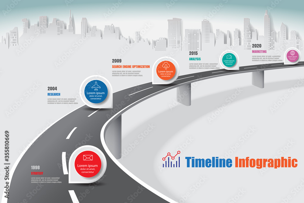 Business road map timeline infographic expressway concepts designed for abstract background ...