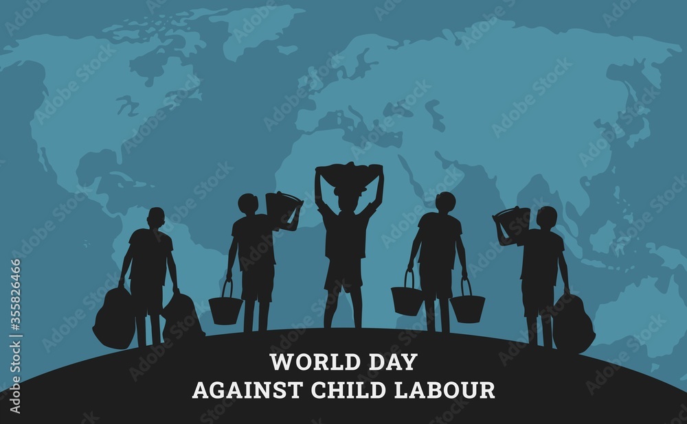 World day against child labour background with children as a worker ...