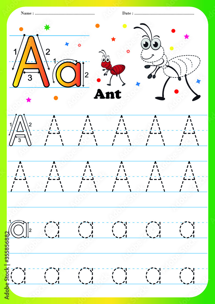 Writing practice letter A printable worksheet for preschool ...