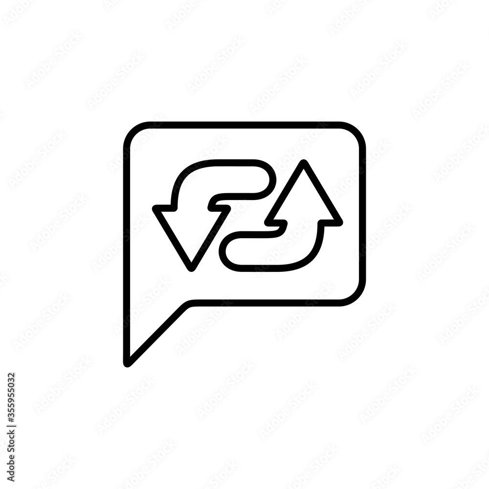 Speech bubble with recycle arrow icon. Reload, refresh messages symbol ...