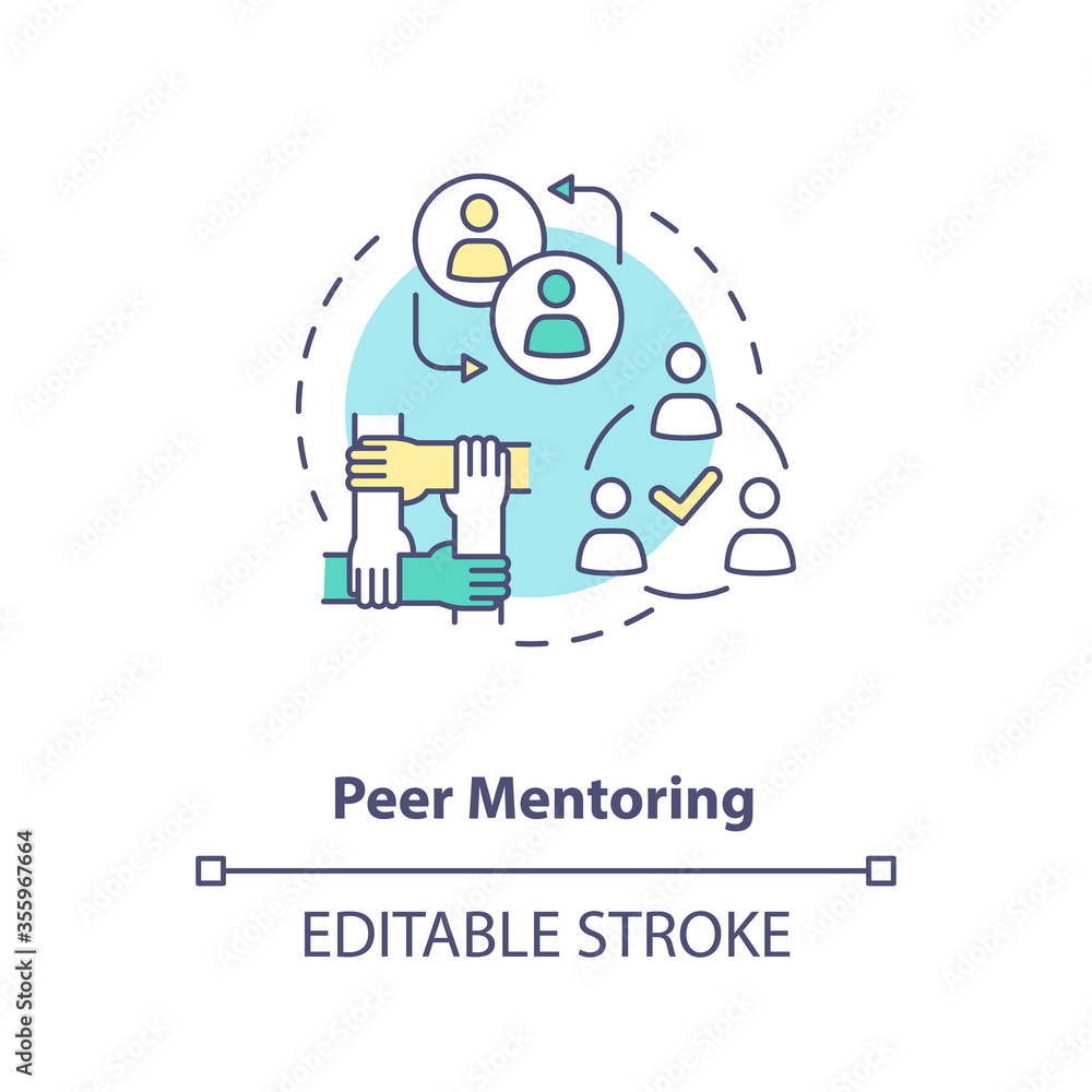 Peer mentoring concept icon. Social togetherness, mutual support idea ...