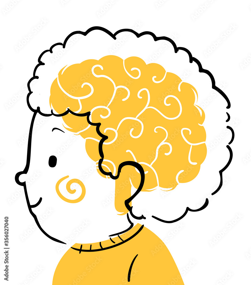 Kid Boy Doodle Profile Brain Illustration Stock Vector | Adobe Stock