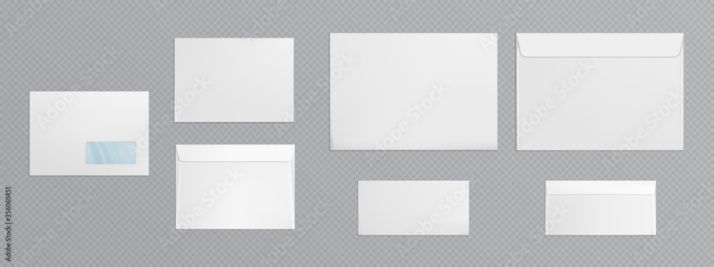 White envelope template. Vector realistic mockup of blank closed ...
