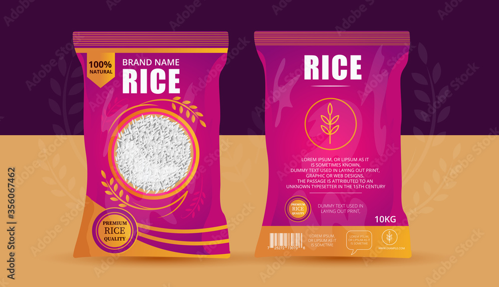 Rice Package Mockup - Vector Illustration Stock Vector | Adobe Stock