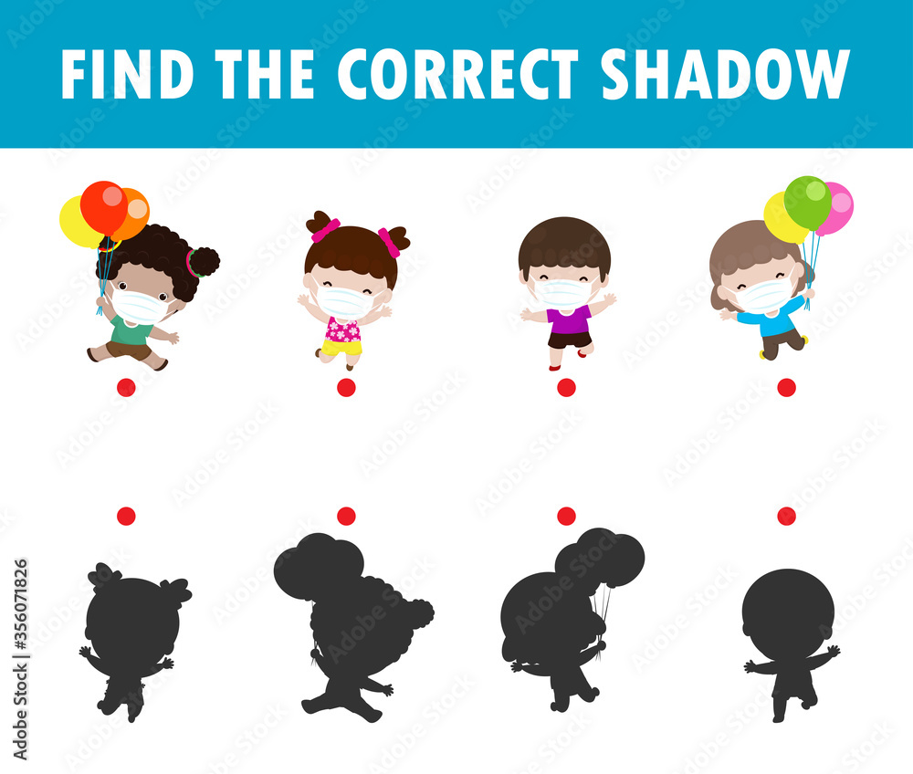 Vector de Stock Shadow Matching Game for kids, Visual game for children ...