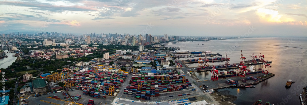 Cargo Port of Manila Philippines in Panorama Stock Photo | Adobe Stock