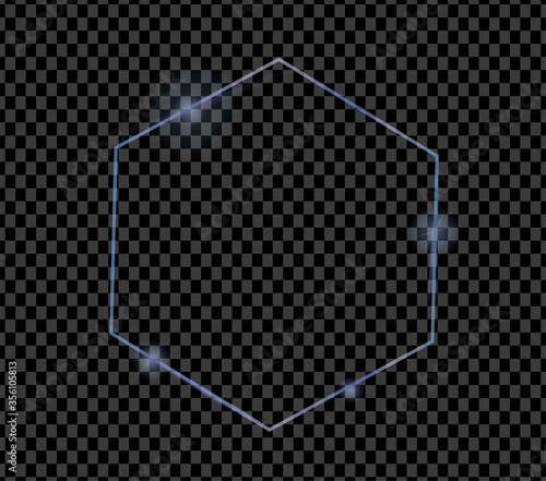 Blue shiny glowing vintage frame with shadows isolated on transparent ...