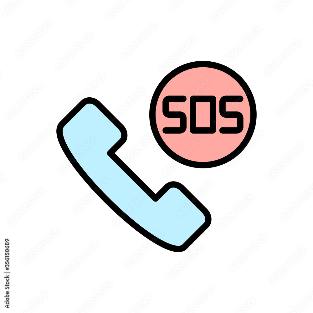 Phone, sos icon. Simple color with outline vector elements of ...