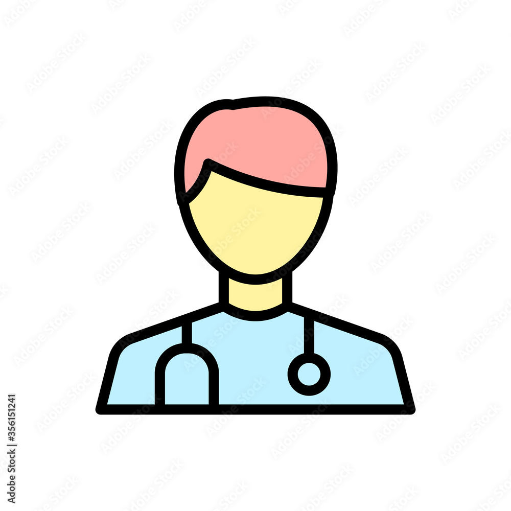 Doctor, avatar icon. Simple color with outline vector elements of ...