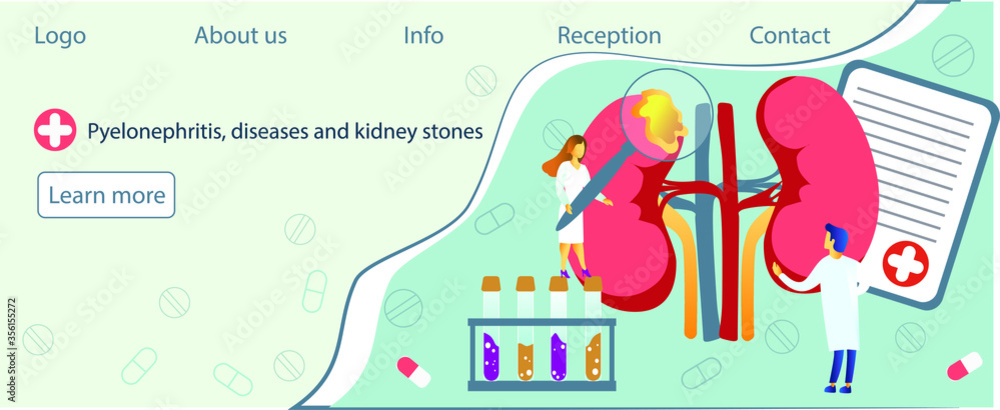 Concept of pyelonephritis, diseases and kidney stones, cystitis ...