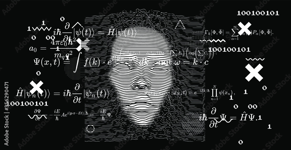 Artificial Intelligence and Quantum computing concept. Blackboard with ...