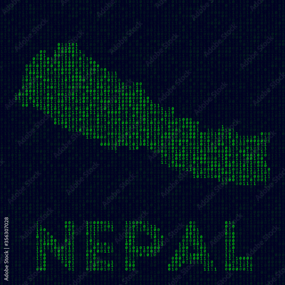 Digital Nepal logo. Country symbol in hacker style. Binary code map of ...