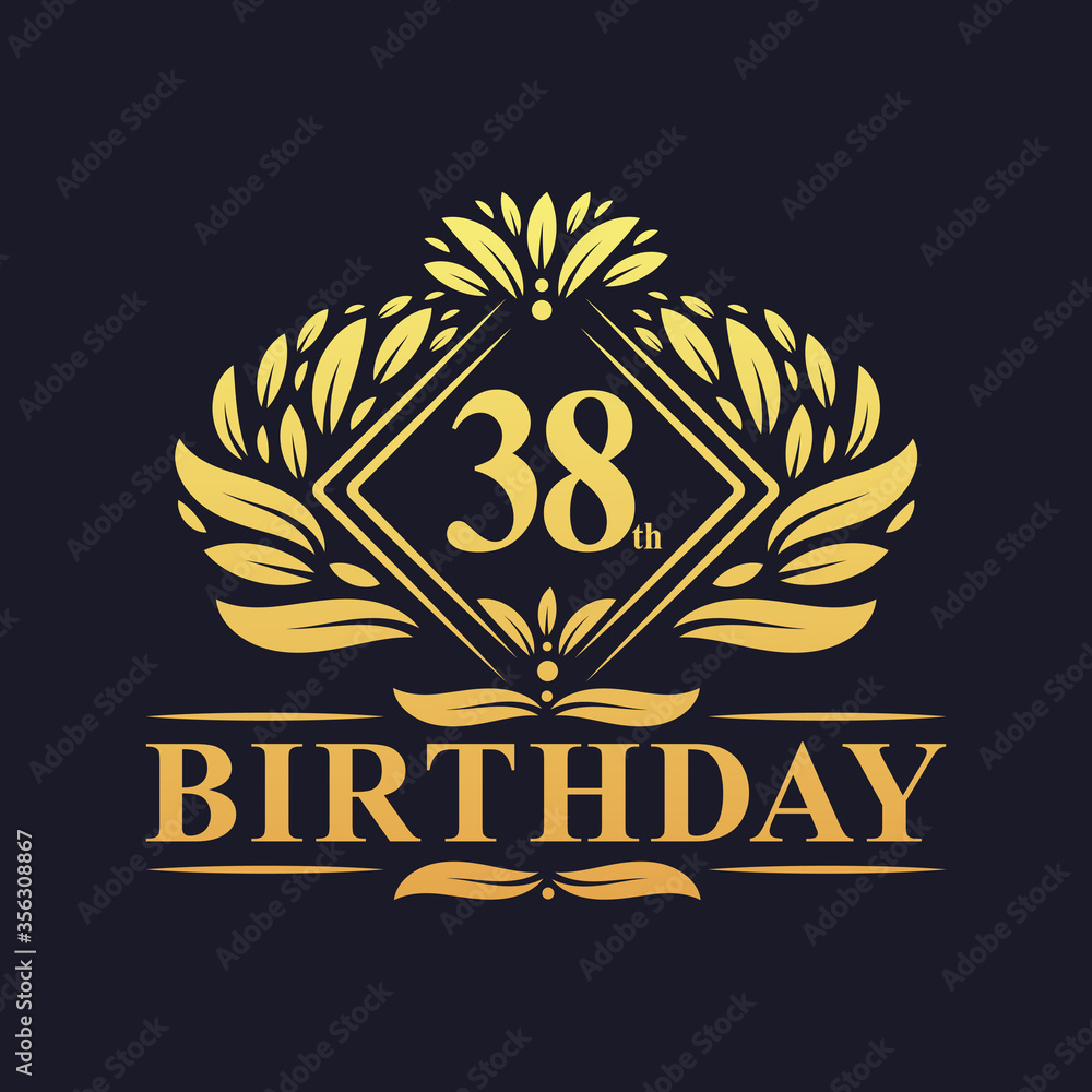 38 years Birthday Logo, Luxury Golden 38th Birthday Celebration. Stock ...
