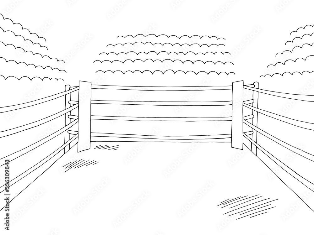 Boxing ring sport graphic black white sketch illustration vector Stock ...