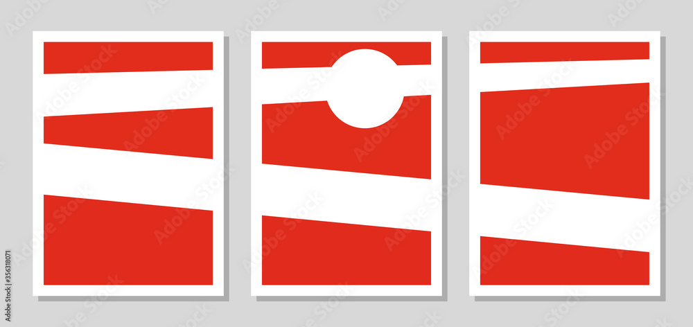 Set of abstract red colors in a minimalist form. Minimal modern posters ...