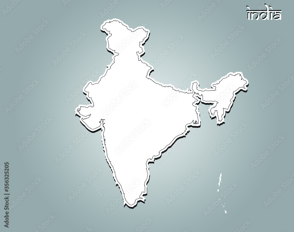 INDIA MAP, INDIA map black out line with paper cutting on white ...