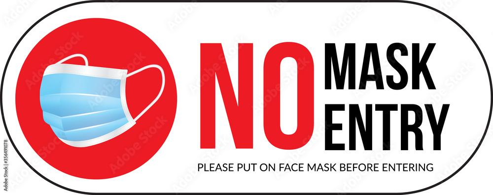 Warning sign without a face mask no entry and keep distance. Vector ...