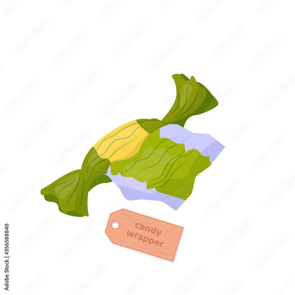 Candy wrapper. Vector cartoon flat illustration isolated on white ...