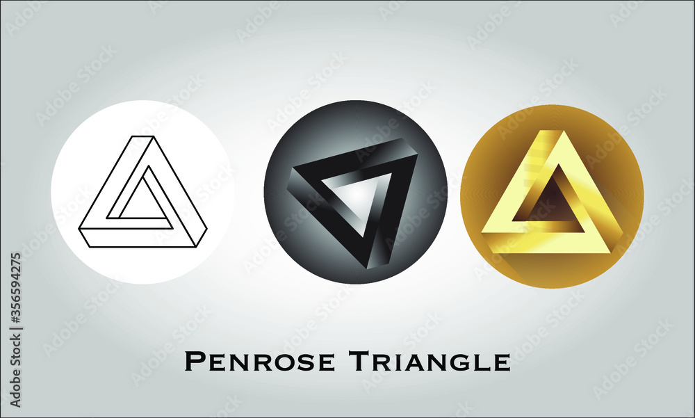 optical illusion triangle icon. Penrose triangle. Geometric 3D object ...