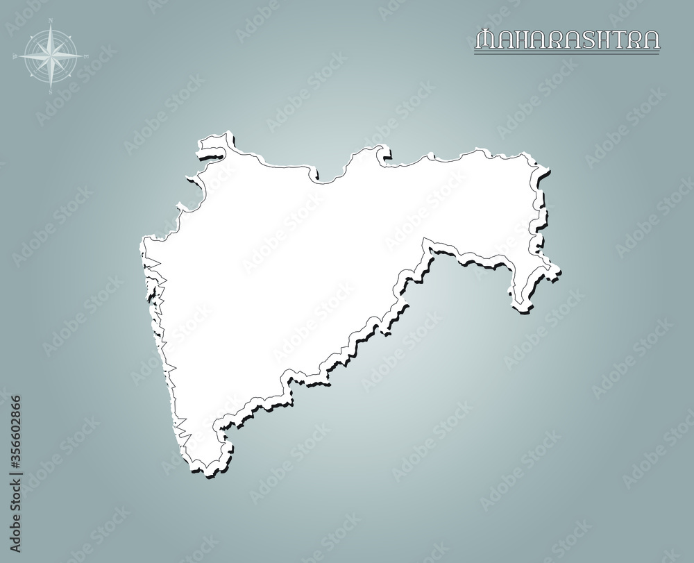 MAHARASHTRA map , indian state map black out line with paper cutting on ...