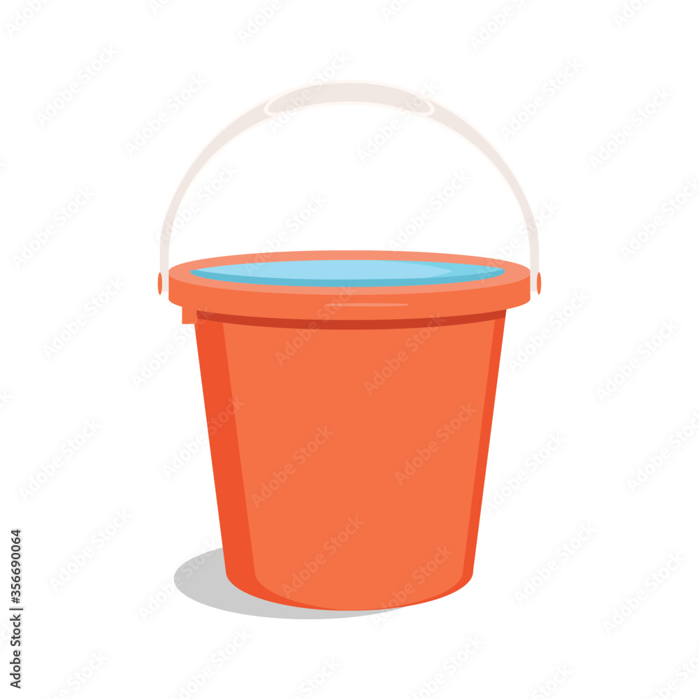 Bucket with water. Flat vector illustration. Stock Vector | Adobe Stock