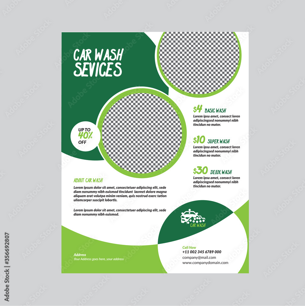 Car wash Flyer Template fully editable design Stock Illustration ...