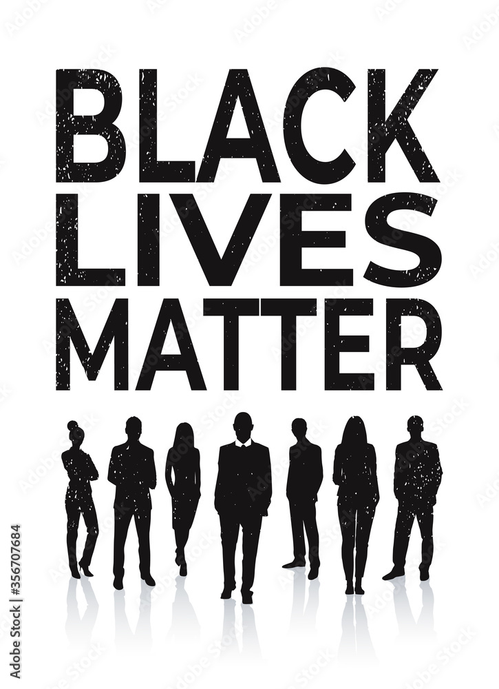 black lives matter banner people silhouette awareness campaign against ...
