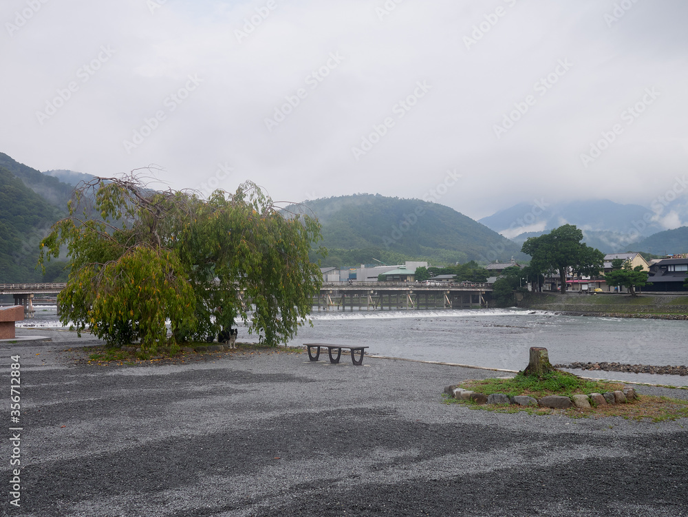 Fotografie Togetsu Kyo Bridge And Katsura River In The Morning Seen