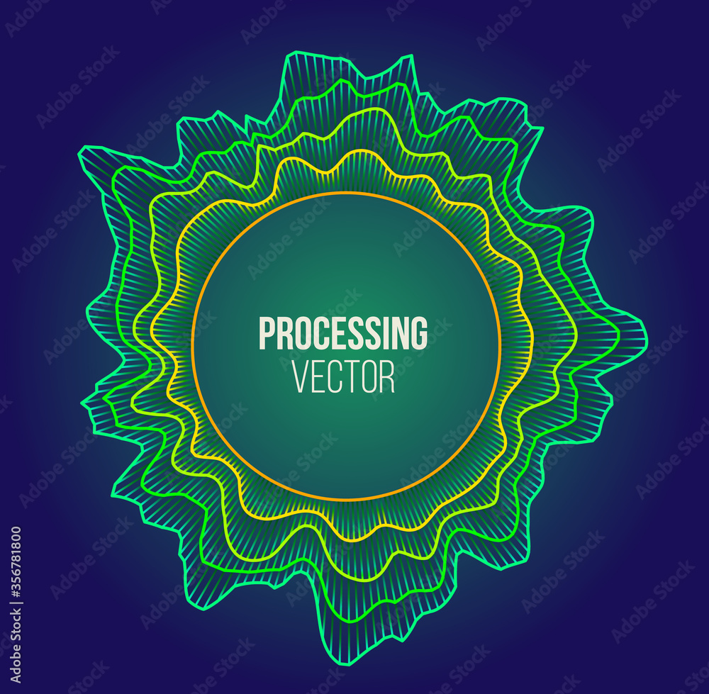 Vector sound wave. Processing circle. Development process. Buffer ...