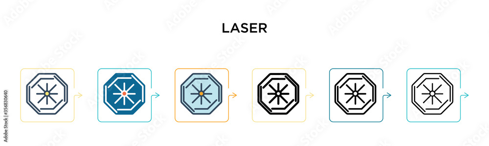 Laser vector icon in 6 different modern styles. Black, two colored ...