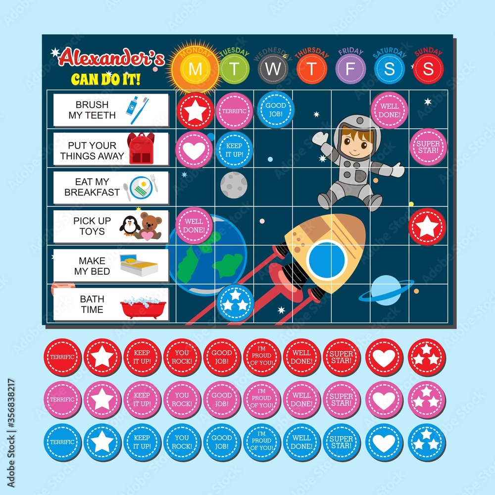 outer space reward chart Stock Vector | Adobe Stock