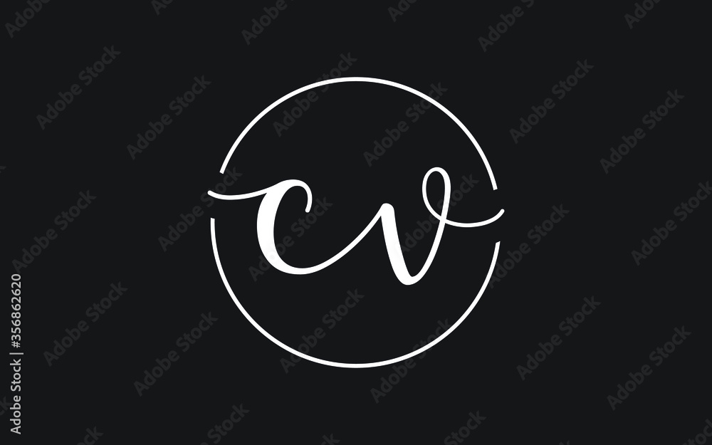 cv or vc Cursive Letter Initial Logo Design, Vector Template Stock ...