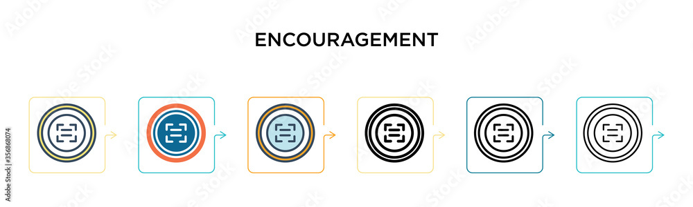 Encouragement vector icon in 6 different modern styles. Black, two ...