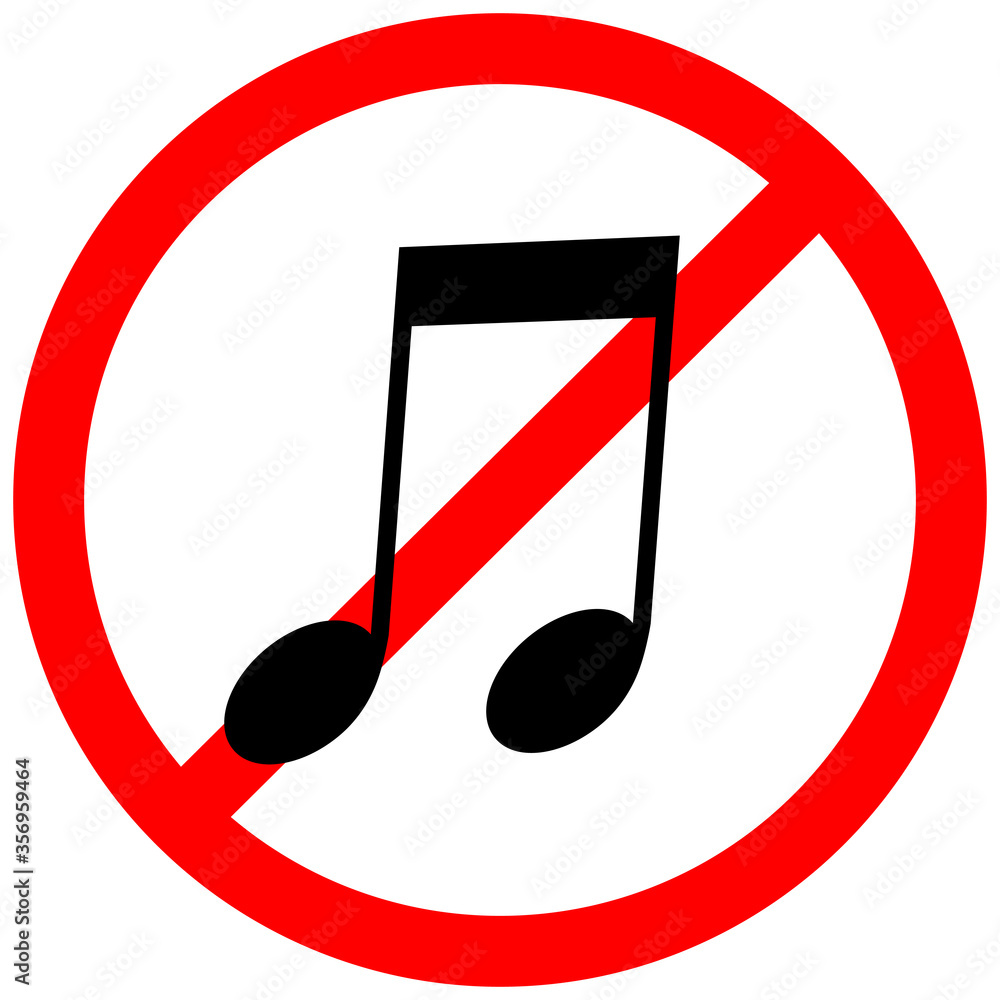 music not allowed sign vector. No music sign isolated on white ...