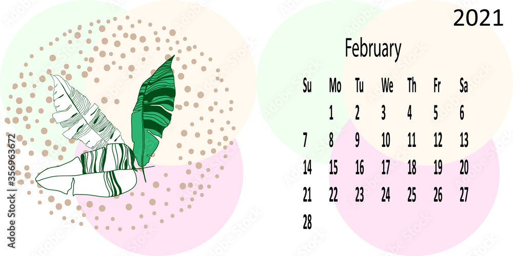 2021 calendar-week starts on Sunday, vector illustration Stock Vector ...