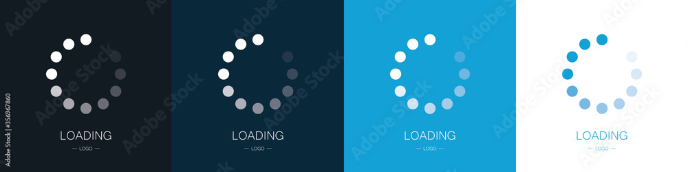 Loading. Set of logos update and reboot. Vector illustration Stock ...