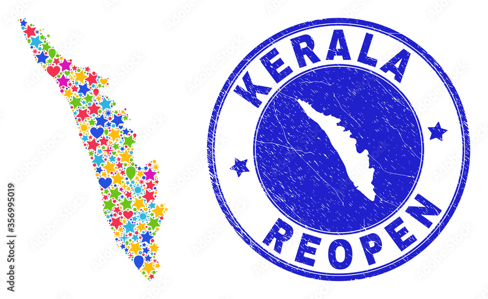 Celebrating Kerala State map collage and reopening unclean watermark ...