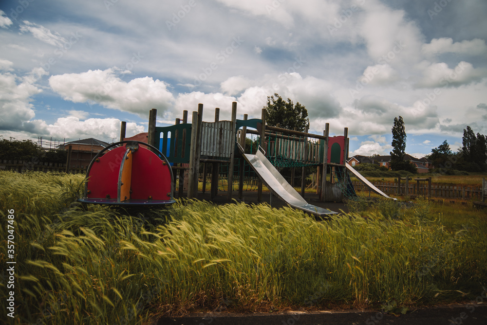 Abandoned Playground Overgrown Playgrown Empty Stormy Windy Day Stock ...