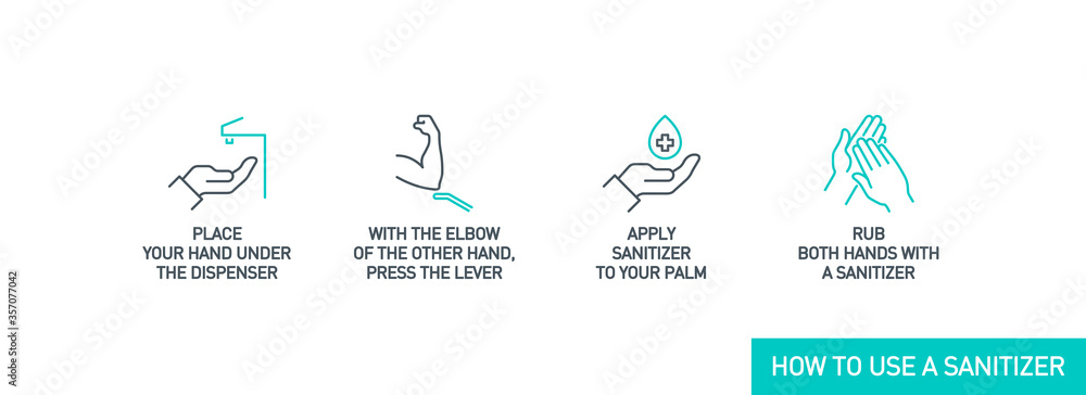 Infographic illustration of How to use hand sanitizer properly ...