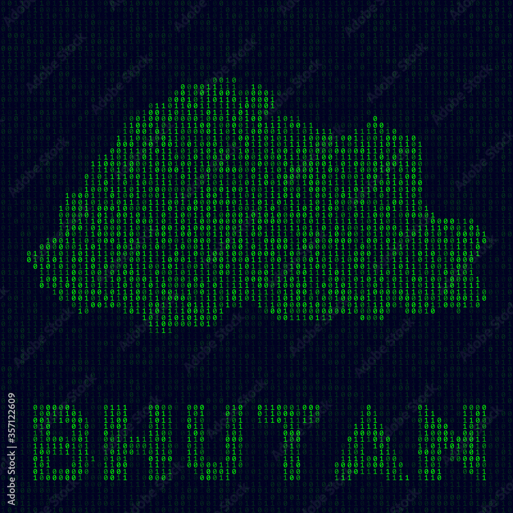 Digital Bhutan logo. Country symbol in hacker style. Binary code map of ...