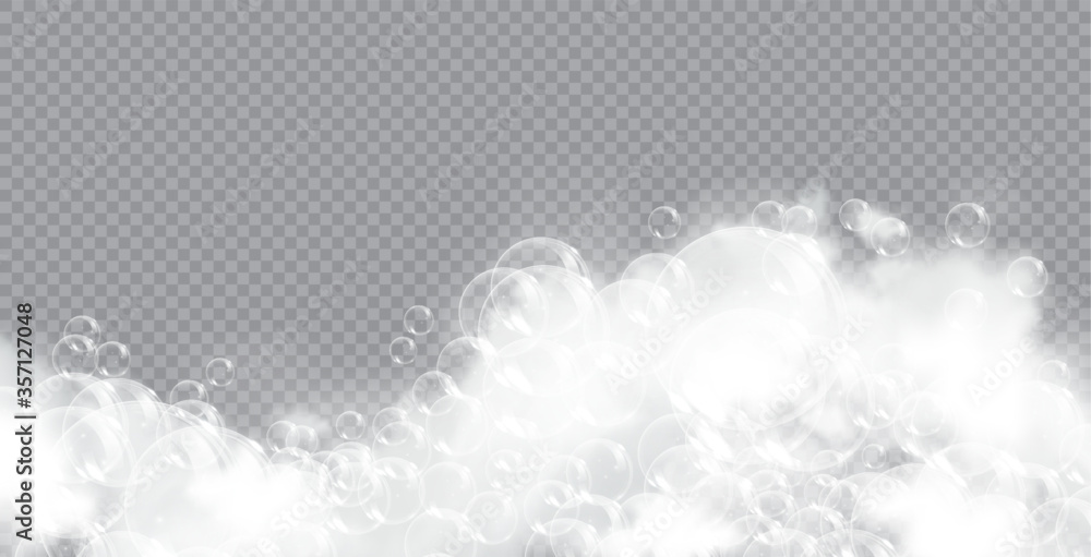 Bath foam soap with bubbles isolated vector illustration on transparent ...