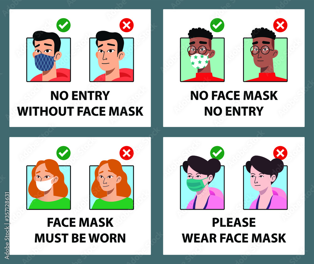 No entry without face mask signs. No face mask no entry sign Mask must ...