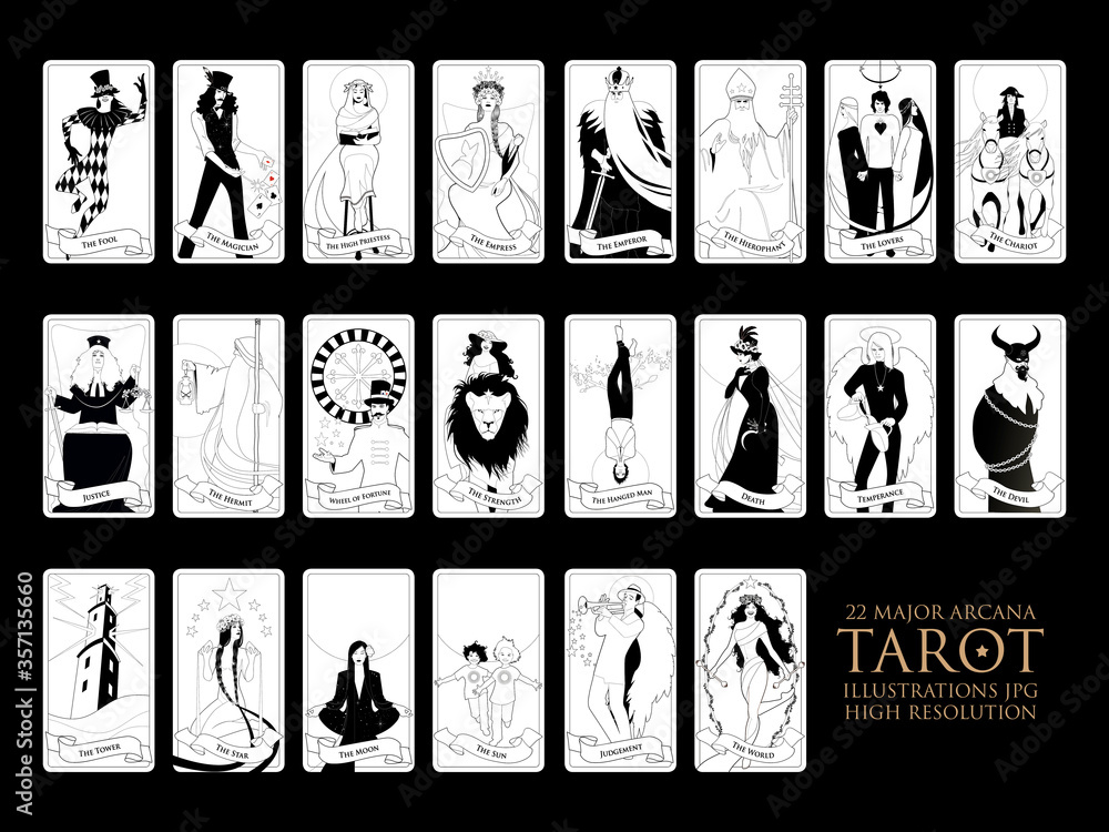 22 Major arcana of the tarot in full, isolated on white background. JPG ...