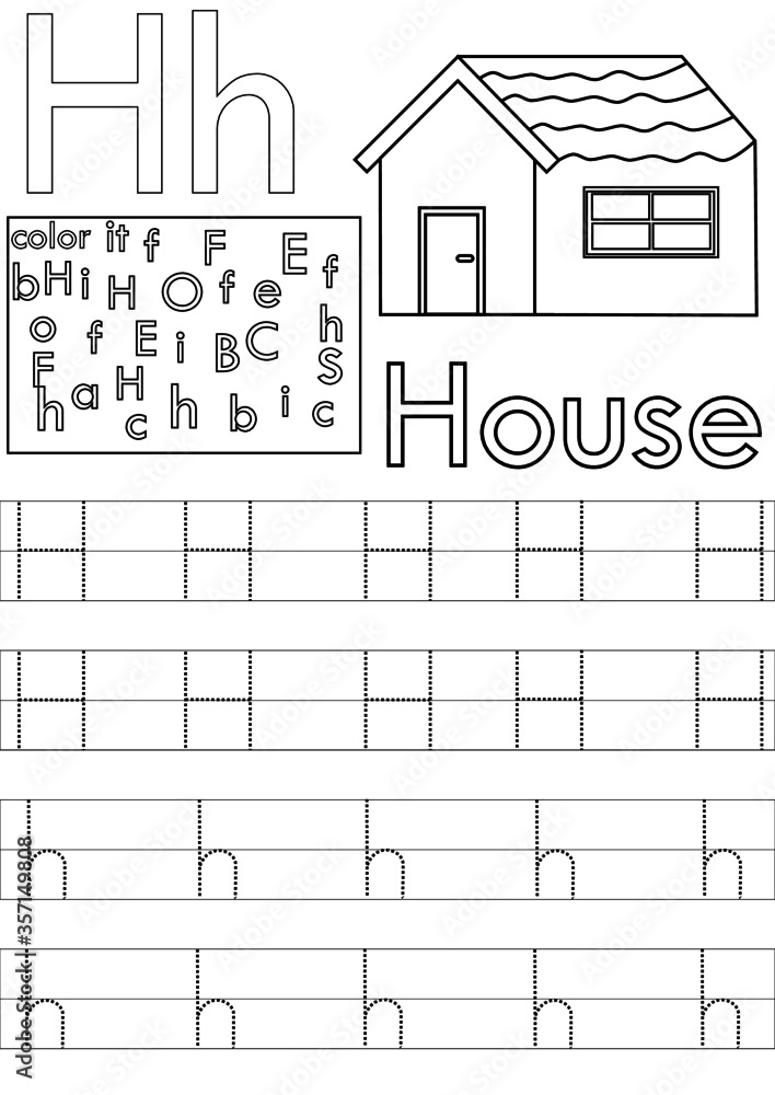Letter H tracing practice worksheet.Alphabet tracing sheet a-z ...
